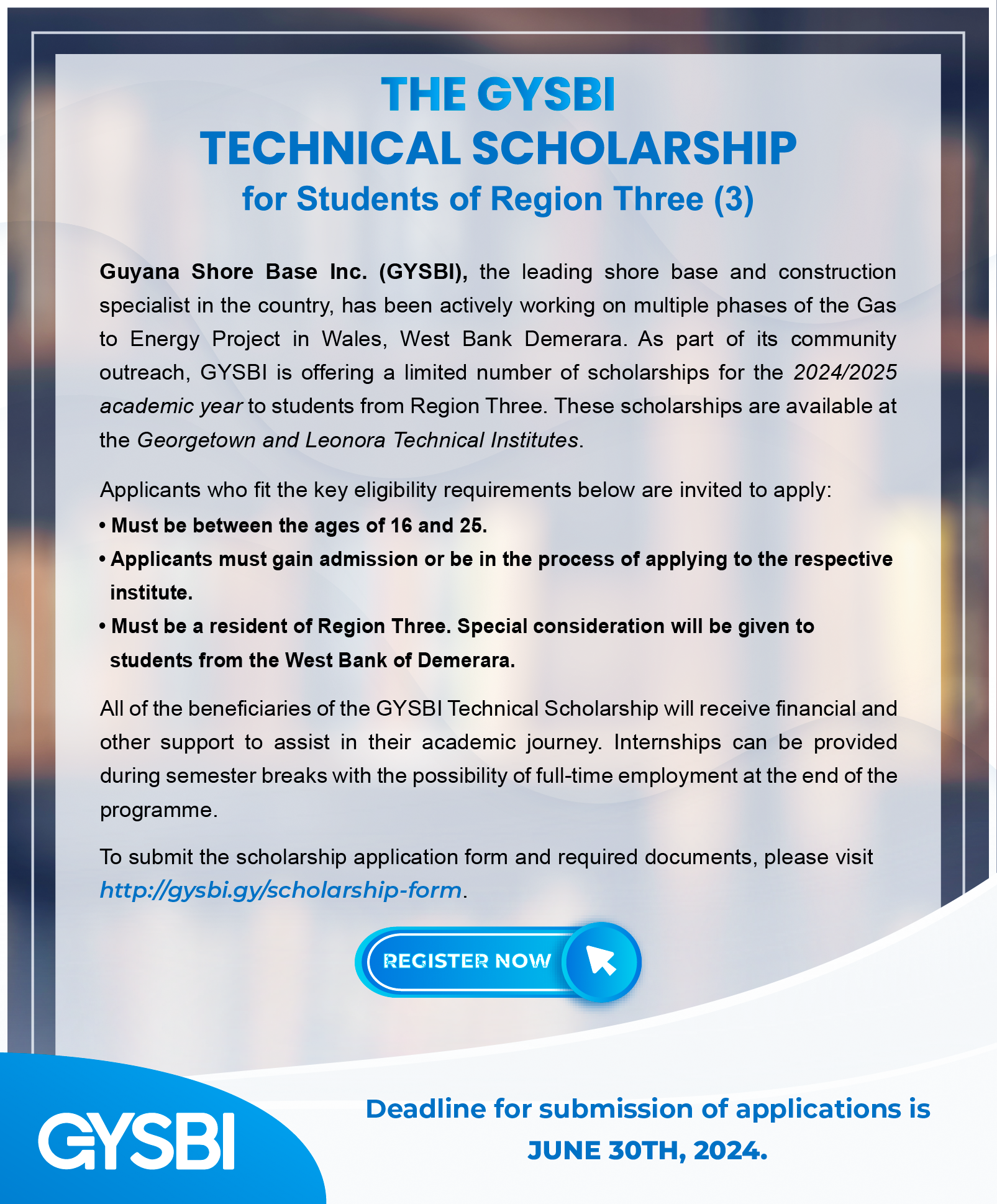 The GYSBI Scholarship 2024/2025 Launches for Students in Region 3 – GYSBI