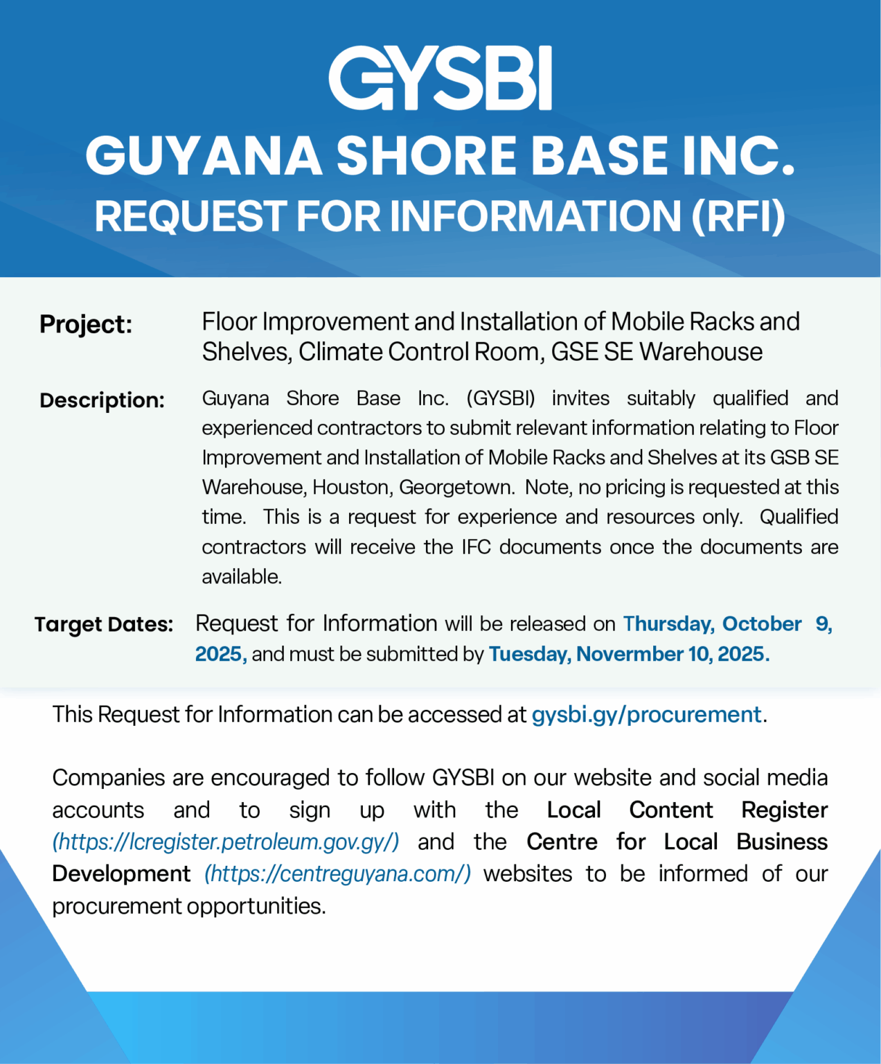 RFI- FLOOR IMPROVEMENT AND INSTALLATION OF MOBILE RACKS AND SHELVES ...