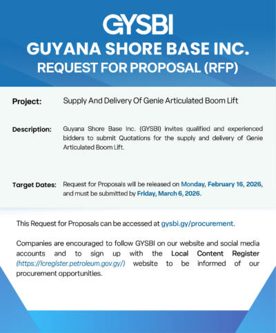 RFP- SUPPLY AND DELIVERY OF GENIE ARTICULATED BOOM LIFT – GYSBI
